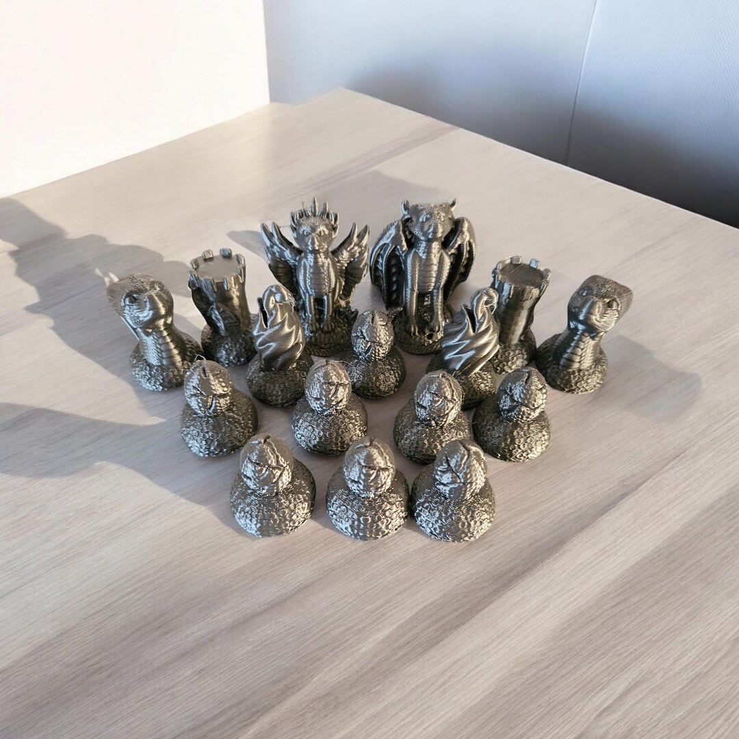 Dragon Chess Set 3D Printed Fantasy Chess Set Majestic Dragons & Themed ...