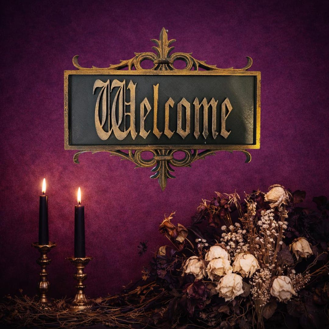 Welcome – Gothic Wall & Door Sign Hand Painted and Sealed - Etsy