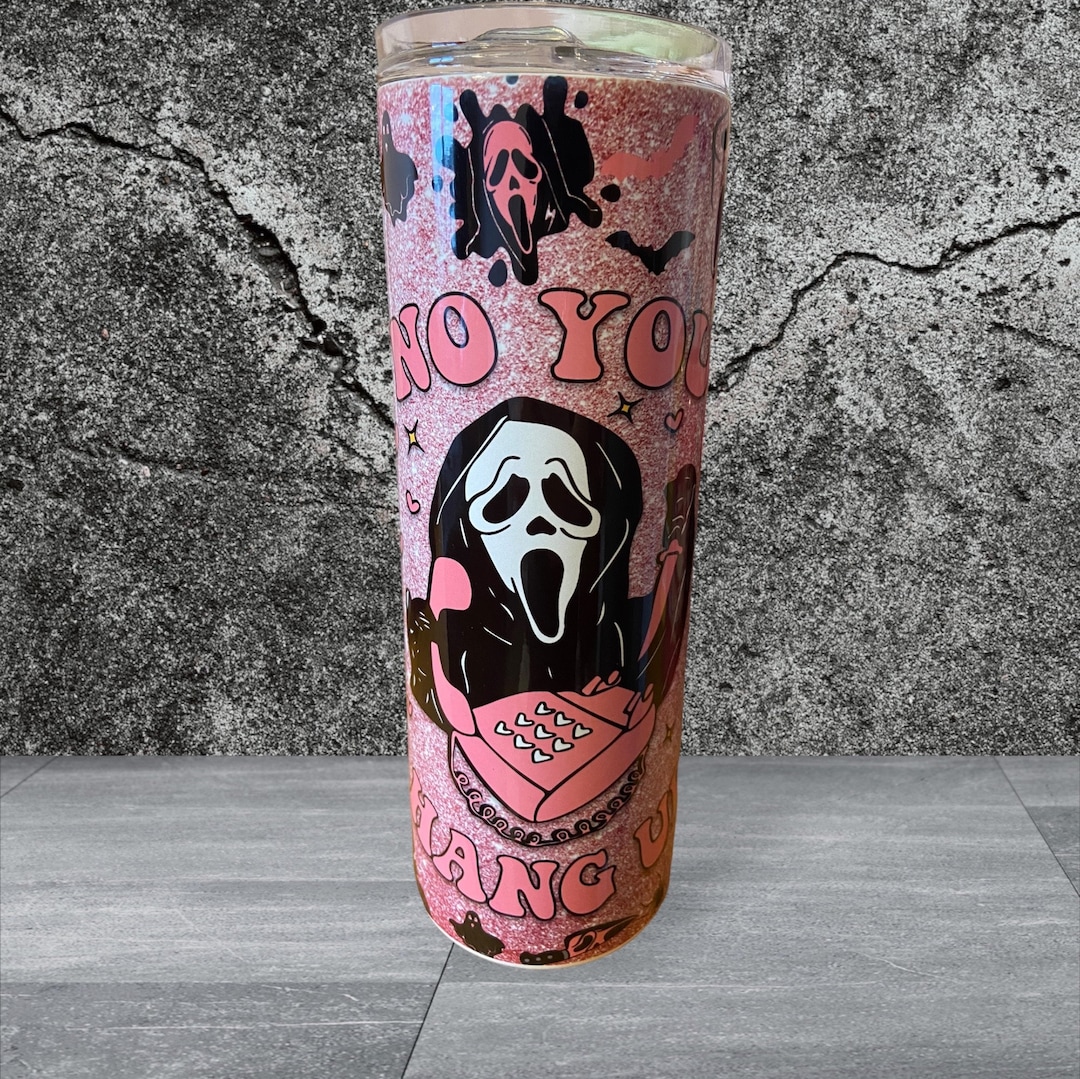 Scream Ghostface Pink 20oz Tumbler Scary Movie Cup Mug No You Hang up ...