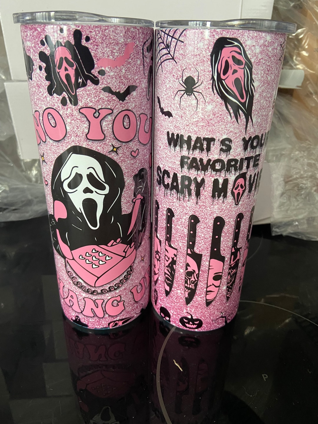 Scream Ghostface Pink 20oz Tumbler Scary Movie Cup Mug No You Hang up ...