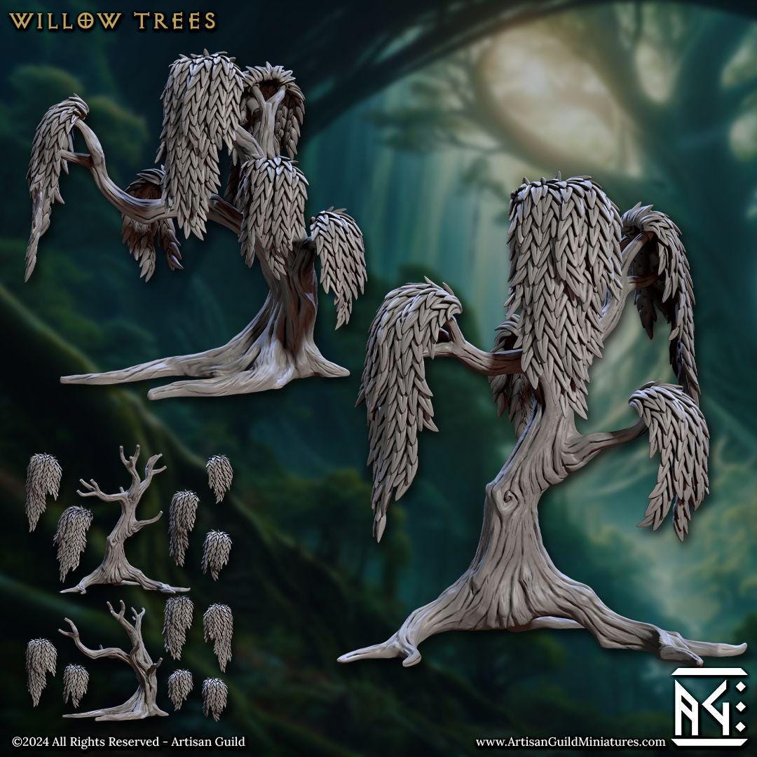 Modular Willow Trees Barkwraith Spriggans 32mm Scale Scatter Terrain ...