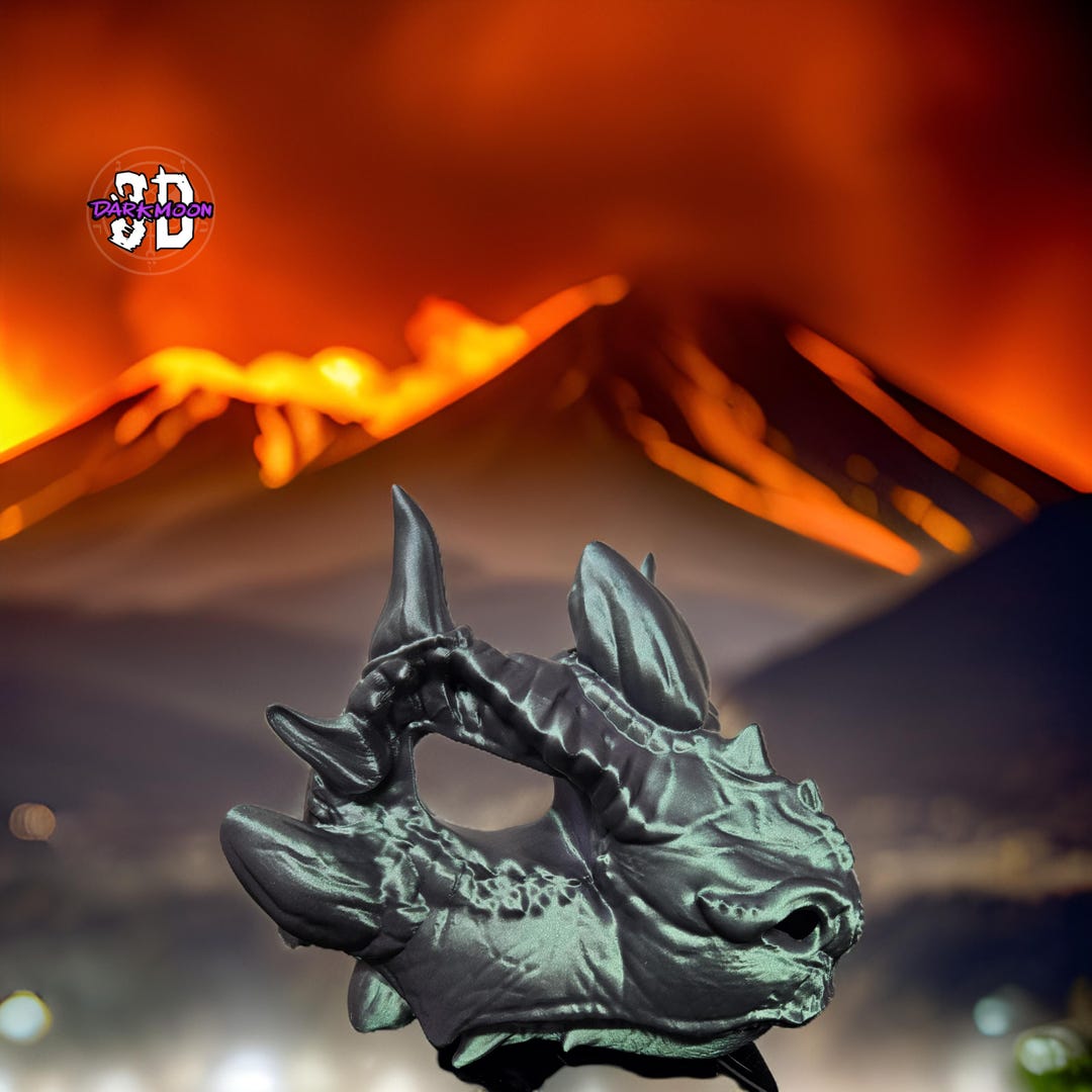 Shimmer Green 3D Printed Wearable Dragon Mask Hinged Jaw, Moveable ...