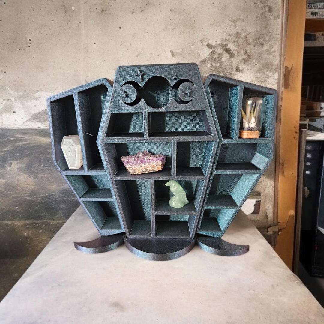Gothic Triple Coffin Shelf: 3D Printed Crystal Display for Witchy Home ...