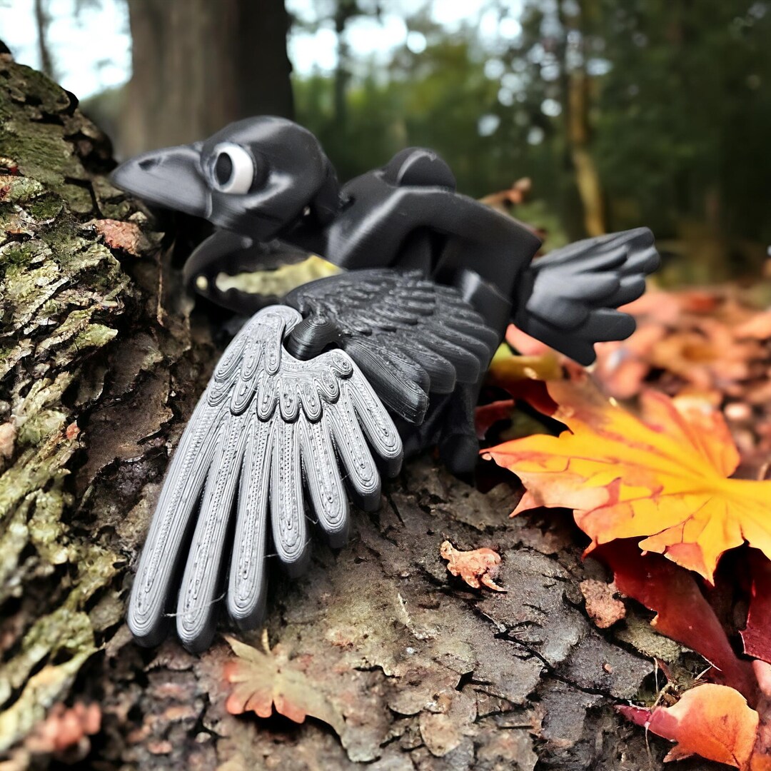 Flapping Crow 3D Printed Bird With Articulated Wings Cute Gothic Gift for Halloween Lovers - Etsy