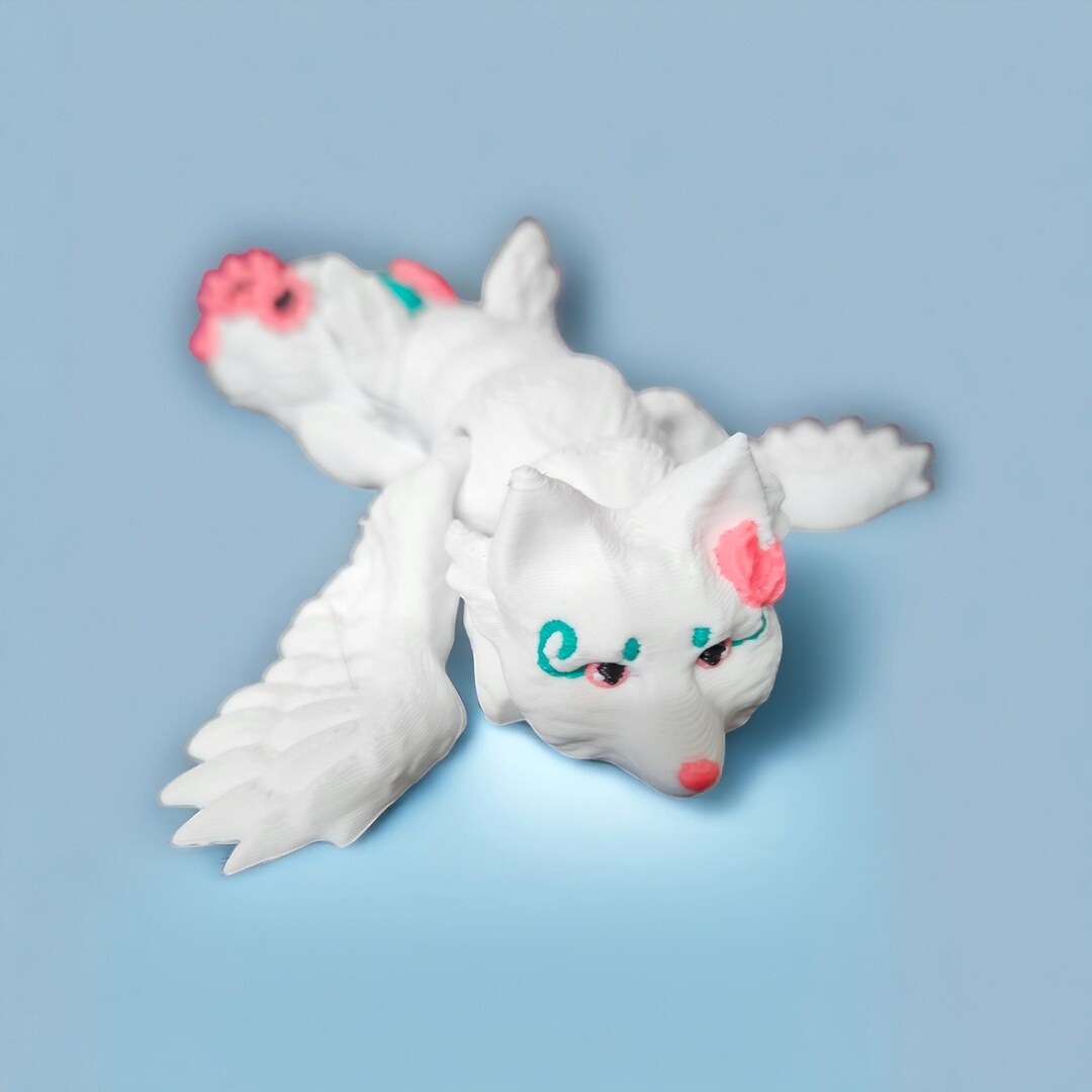 Adorable Floral Flexi Fae Fox 3D Printed Articulated Fox 4 Inches Long ...