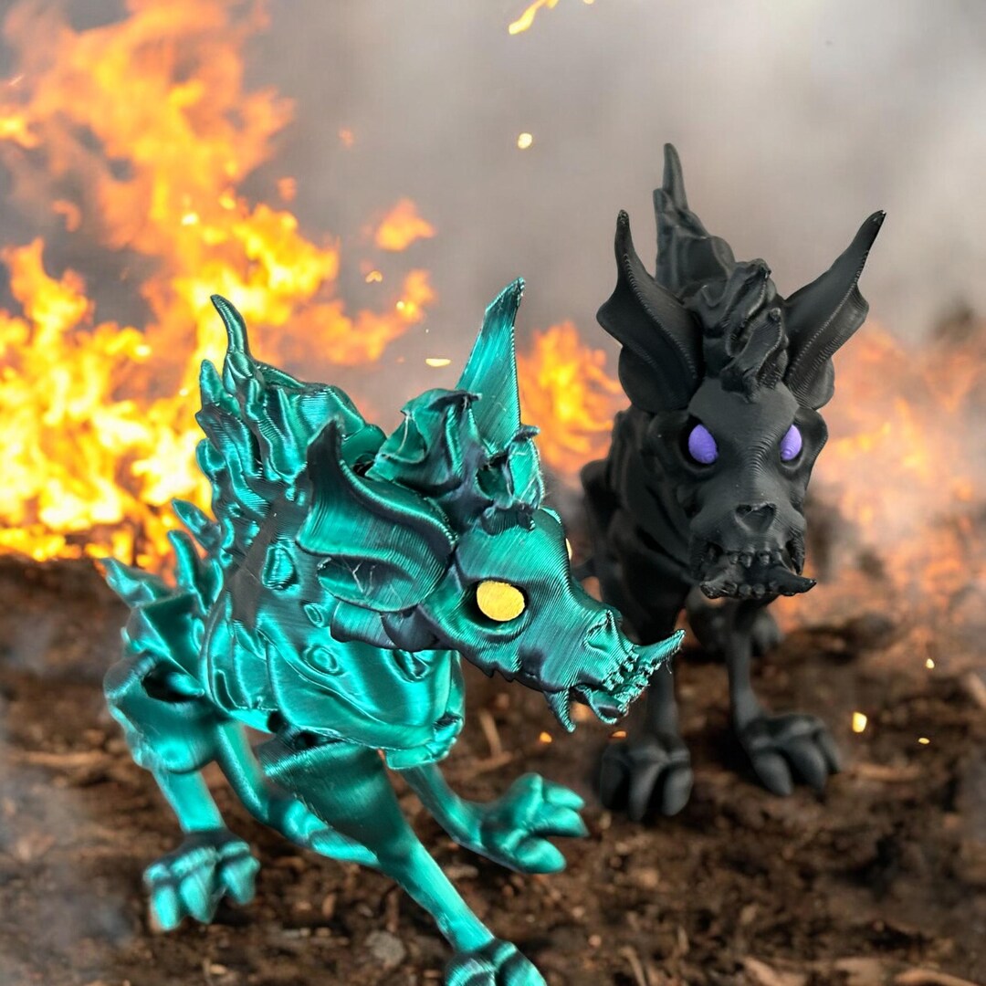 Hellhound 3D Printed Horror Dog Figurine Articulated Gothic Decor ...