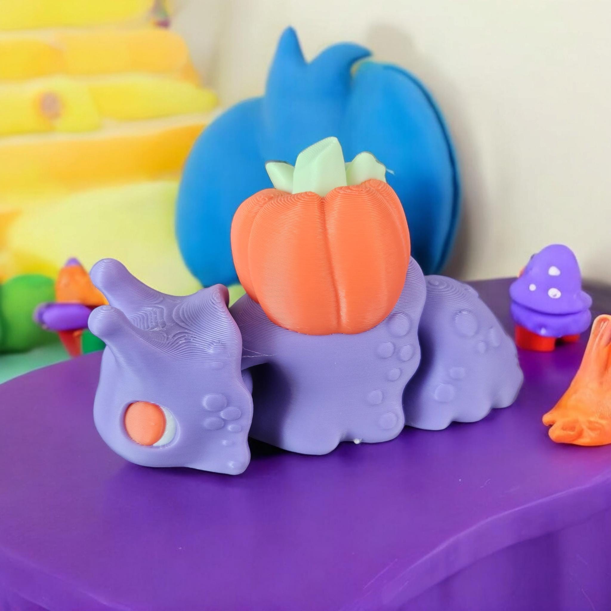 Cute Pumpkin Snail Fidget Toy Adorable 3D Printed Flexi Mini Creature 4 ...