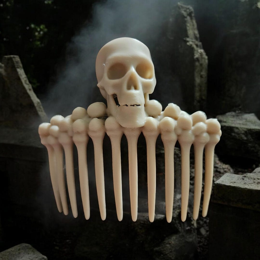 Skeleton Bone Hair Comb Gothic Hair Accessory, 3D Printed White Bone ...