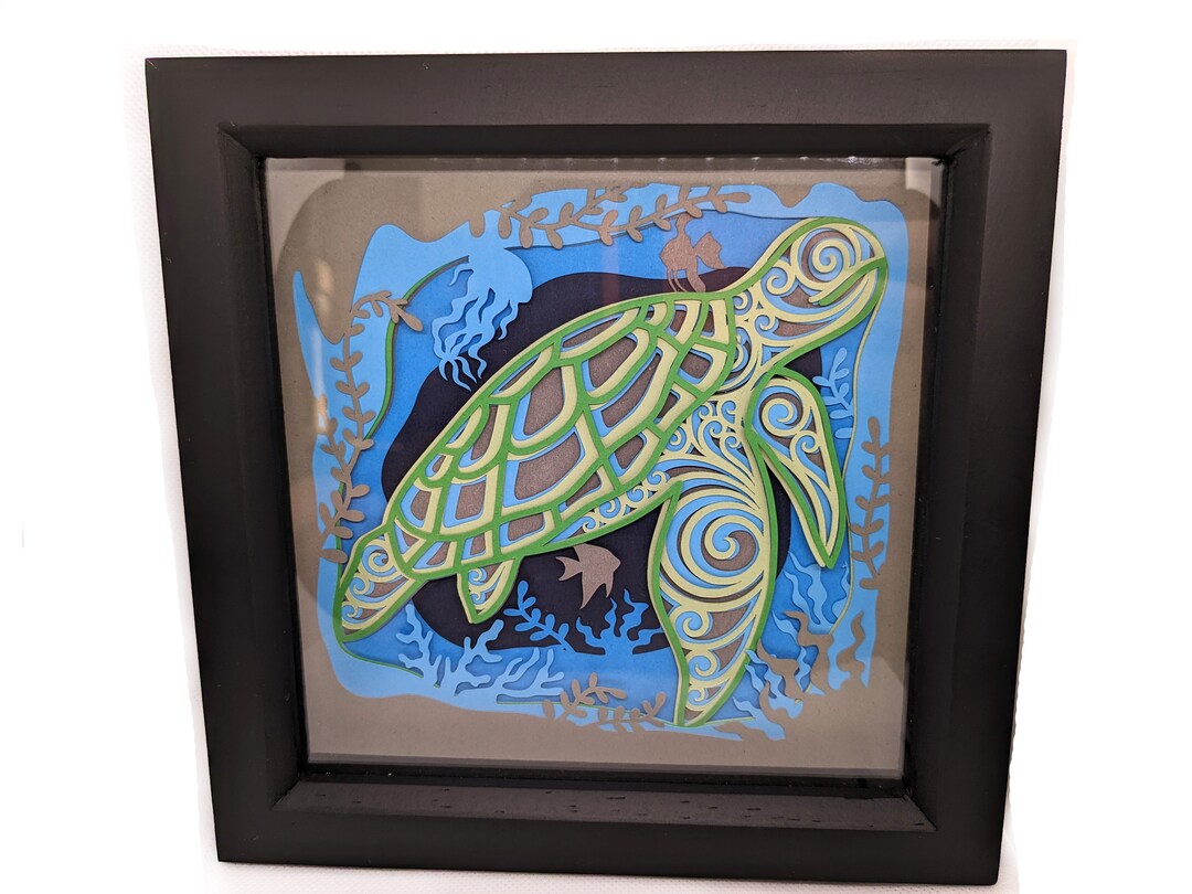Sea Turtle Shadow Box Wall Art Multicoloured Layered Hanging - Etsy