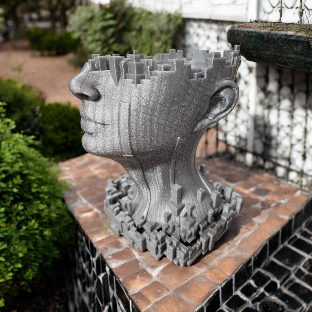Polygon Planter Metallic Silver 3D Printed Plant Pot for Modern Home ...