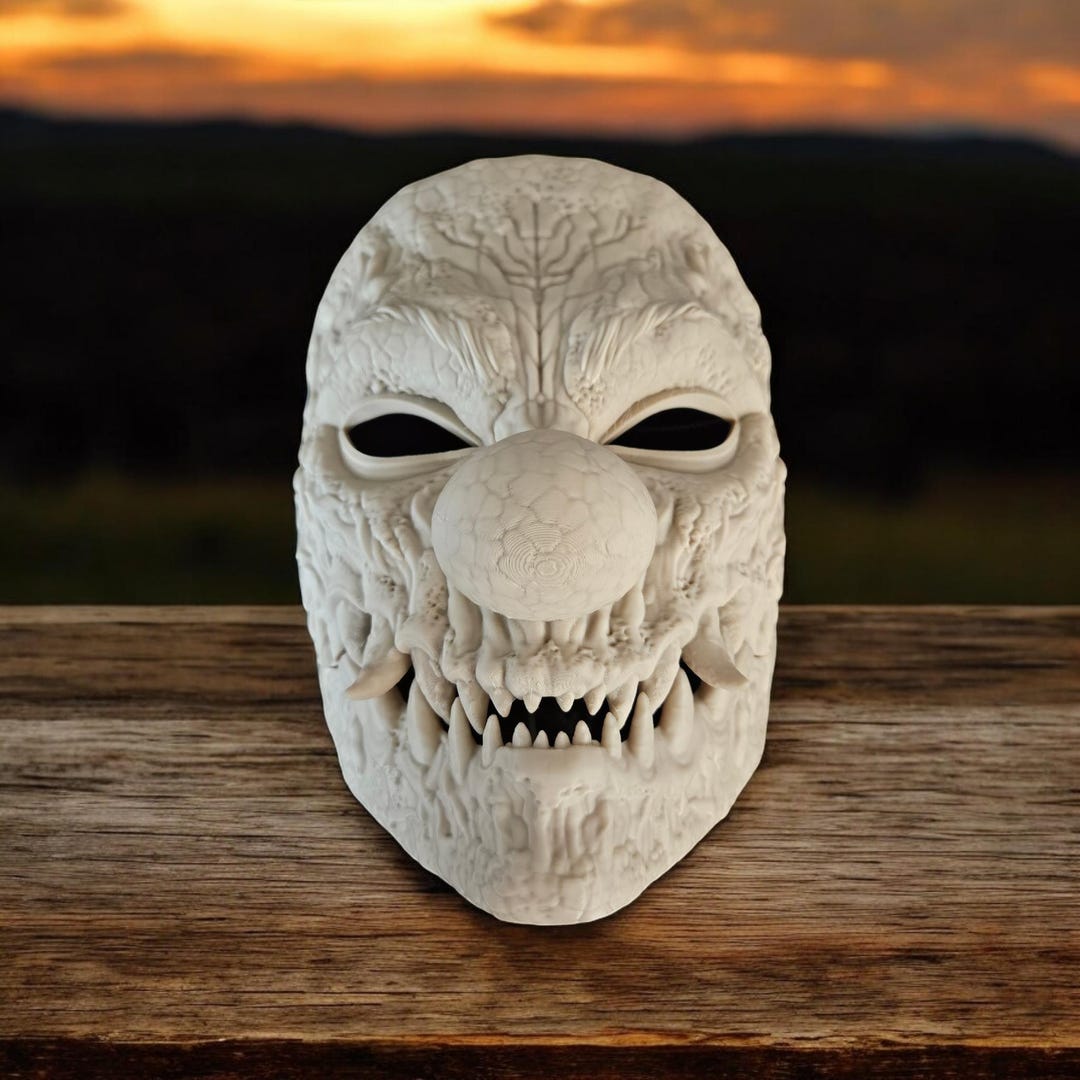 3D Printed Scary Clown Mask Wearable With Holes for Elastic Moveable ...