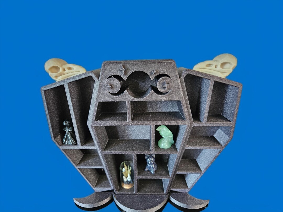Raven Skull Gothic Triple Coffin Shelf: 3D Printed Crystal Display for ...
