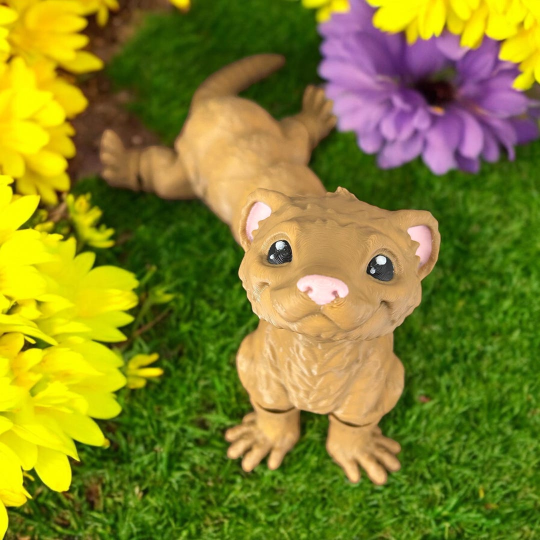 Cute 3D Printed Ferret Flexi Toy Large Bendable Animal Figure, Adorable ...