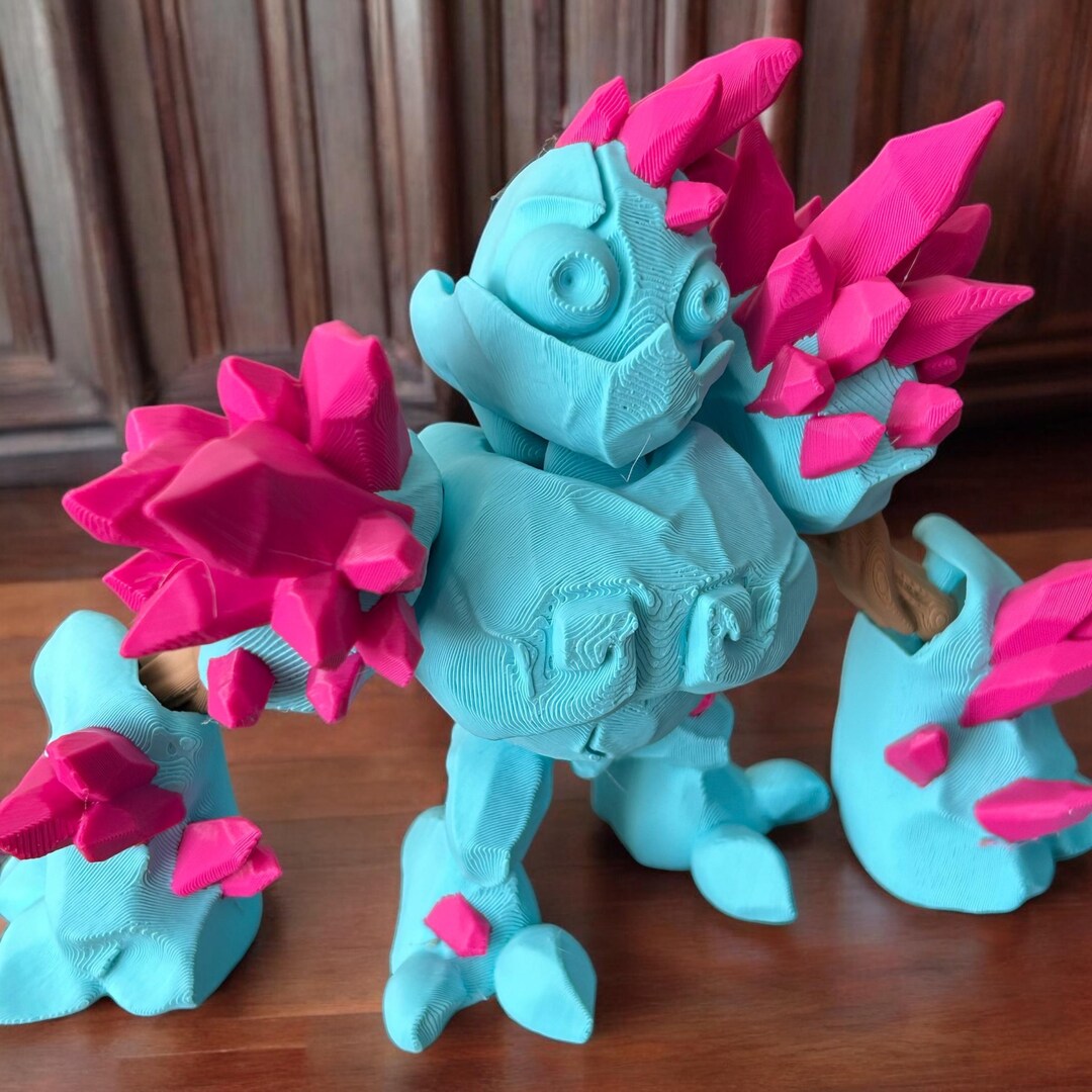 Crystal Golem 3D Printed Articulated Cute Monster, Handmade Collectible ...