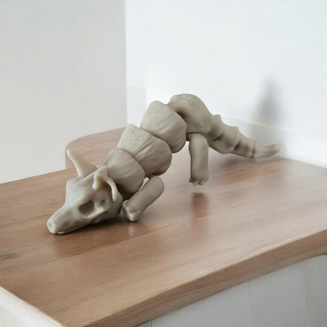 3D Printed Skelly Dog Articulated Canine Skeleton Mini Bone White Pet ...