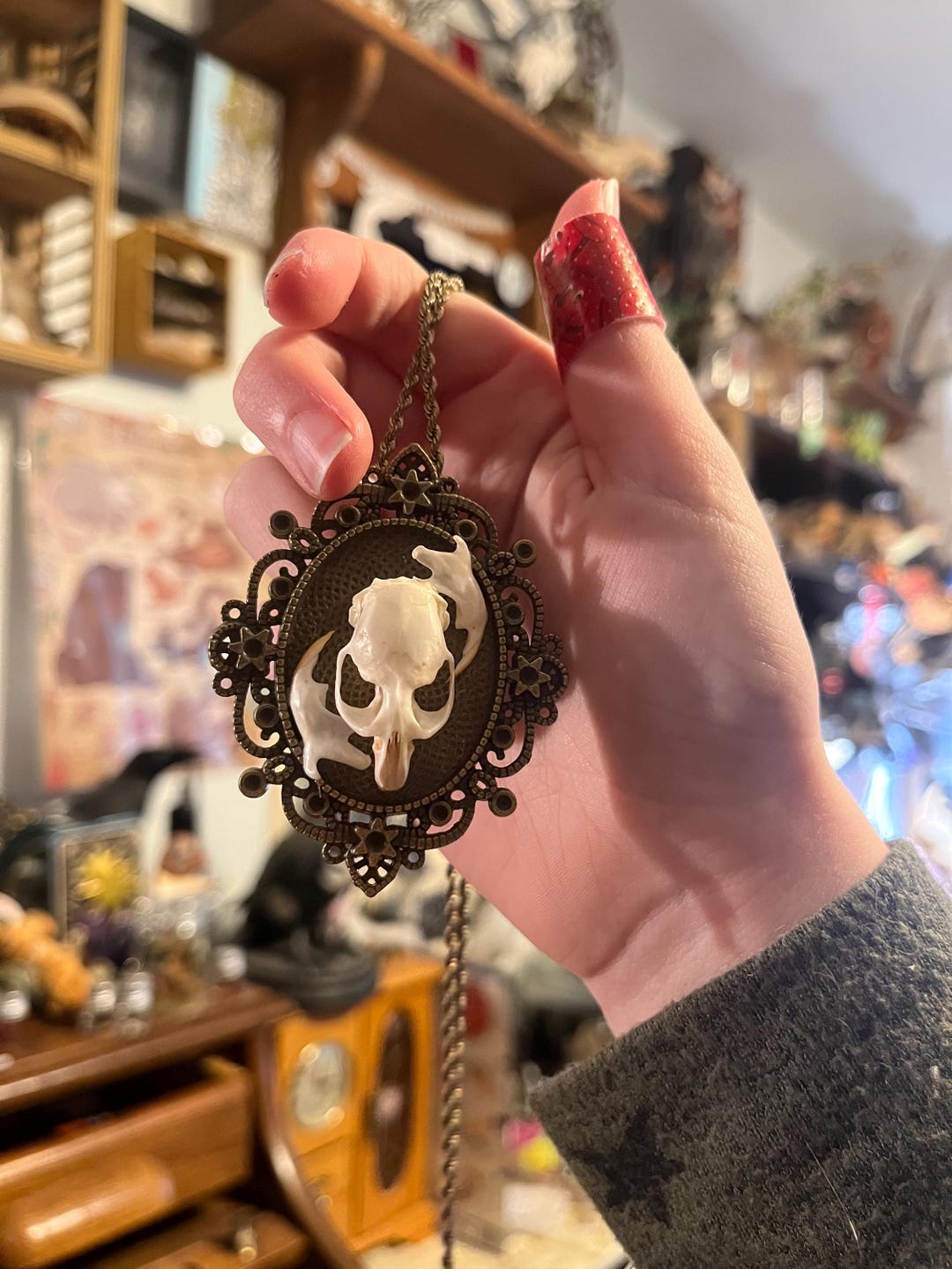 Long Golden Mouse Skull and Mandible Necklace - Etsy