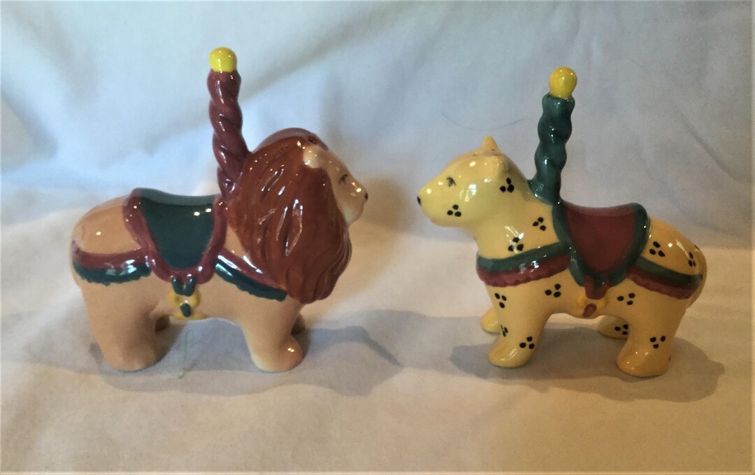 Vintage Clay Art Carousel Lion and Cheetah Salt & Pepper Shakers - Etsy