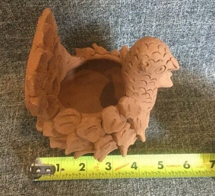 Terracotta Pottery Chicken-turkey Planter Handmade 5"h Made in ...