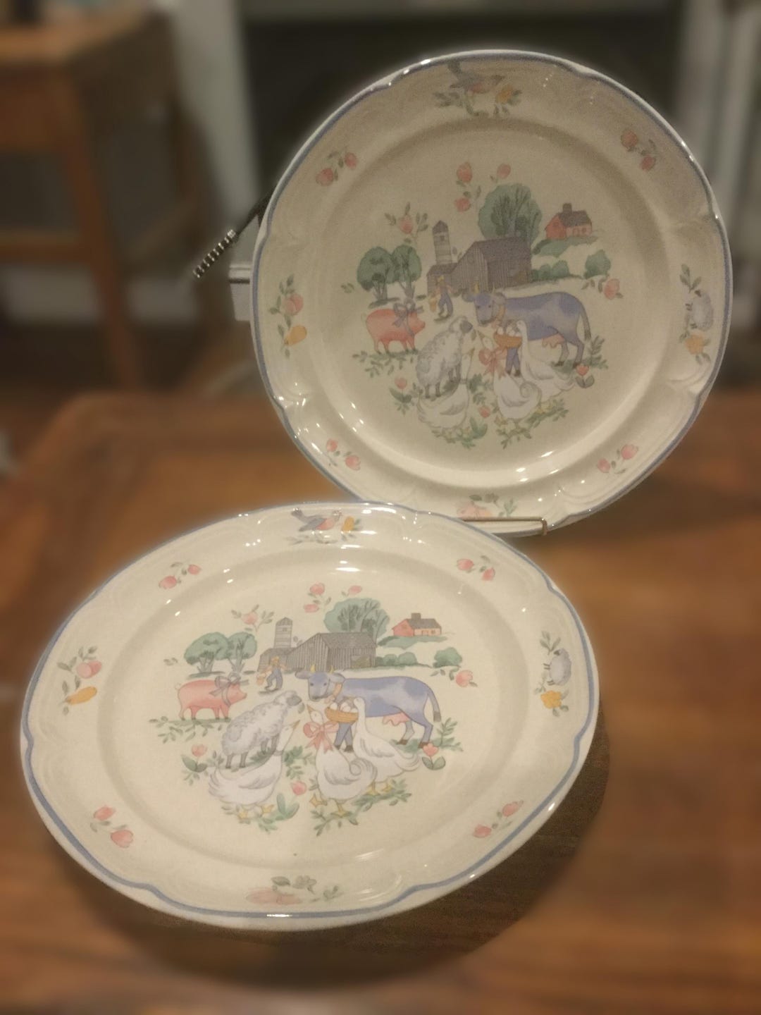 2 Vintage International Chit Chat Country Farm Scene Chop Plates ...