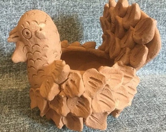 Terracotta Pottery Chicken-turkey Planter Handmade 5"h Made in ...