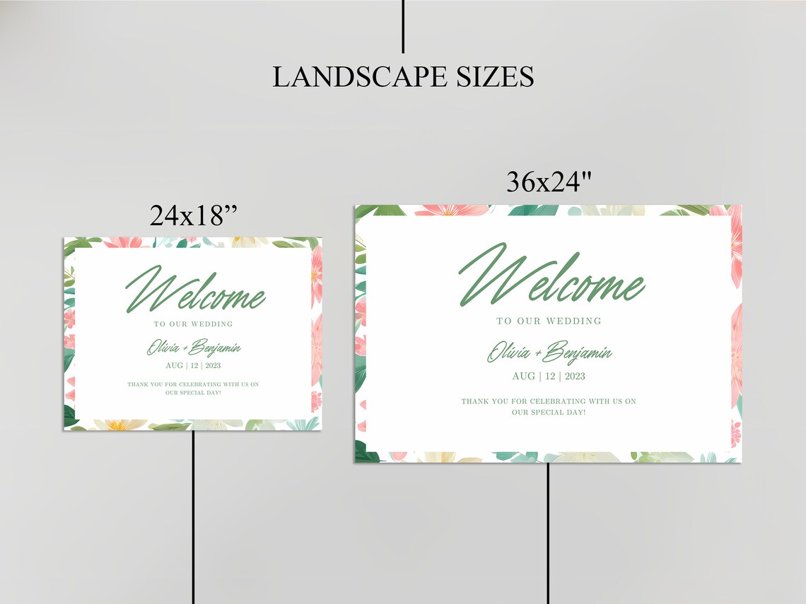 ELLA Printable Wedding Welcome Sign Template, Pink Summer Flowers ...