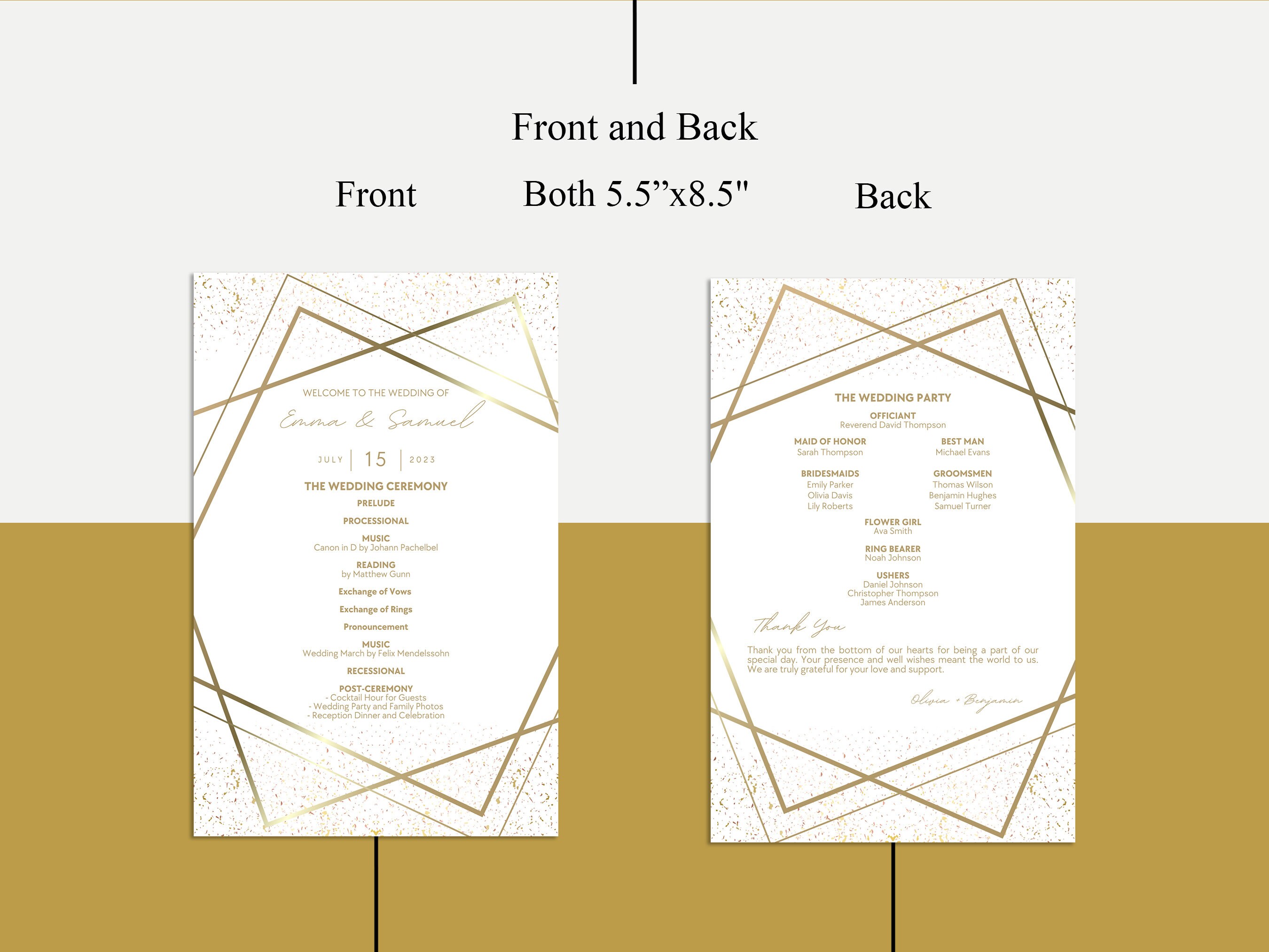 FREYA Printable Wedding Program Template White and Gold - Etsy