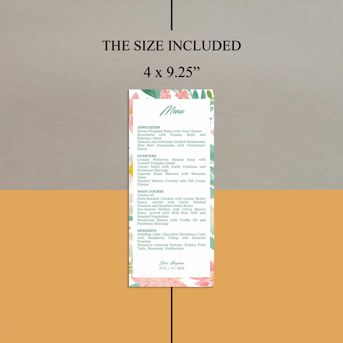 ELLA Printable Wedding Table Menu Card Template Pink Summer - Etsy