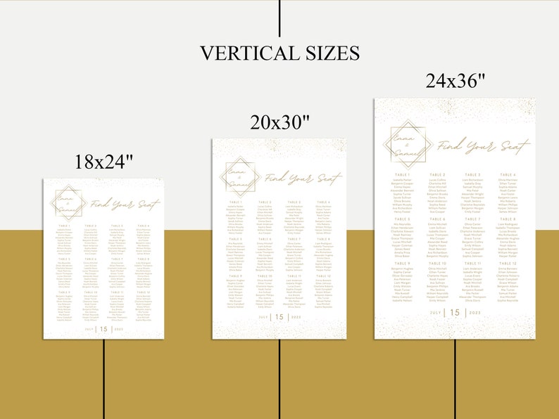 FREYA Printable Seating Chart Poster Template, White and Gold ...