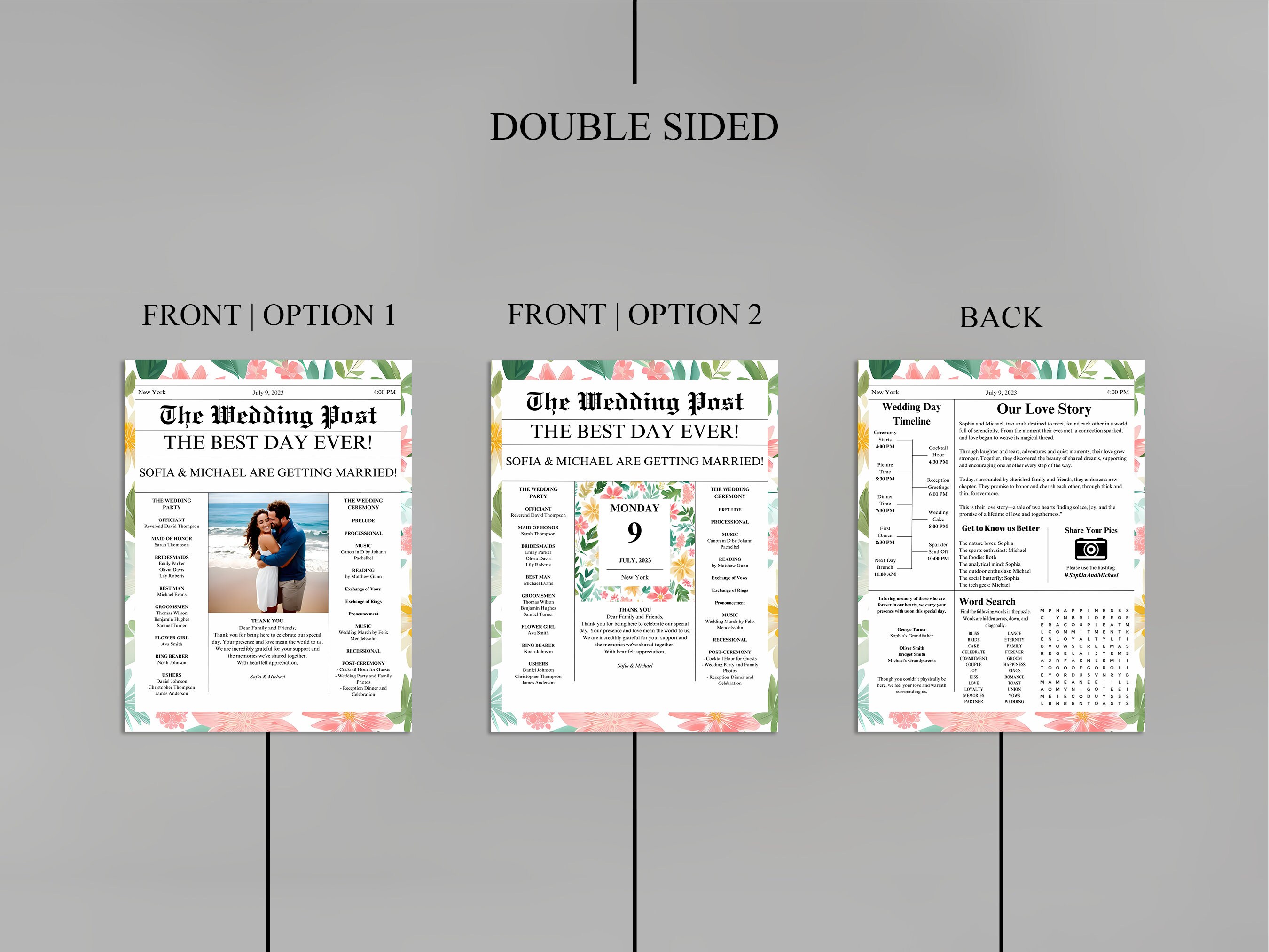 ELLA Newspaper Themed Wedding Program Template, Printable Wedding Day ...