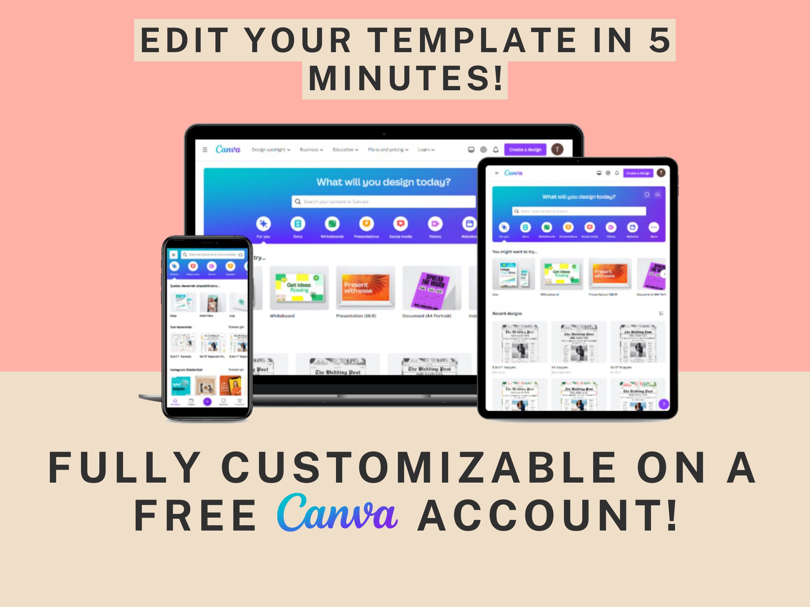 ELLA Printable Wedding Welcome Sign Template, Pink Summer Flowers ...