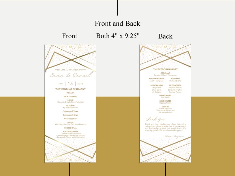 FREYA Printable Wedding Program Template White and Gold - Etsy