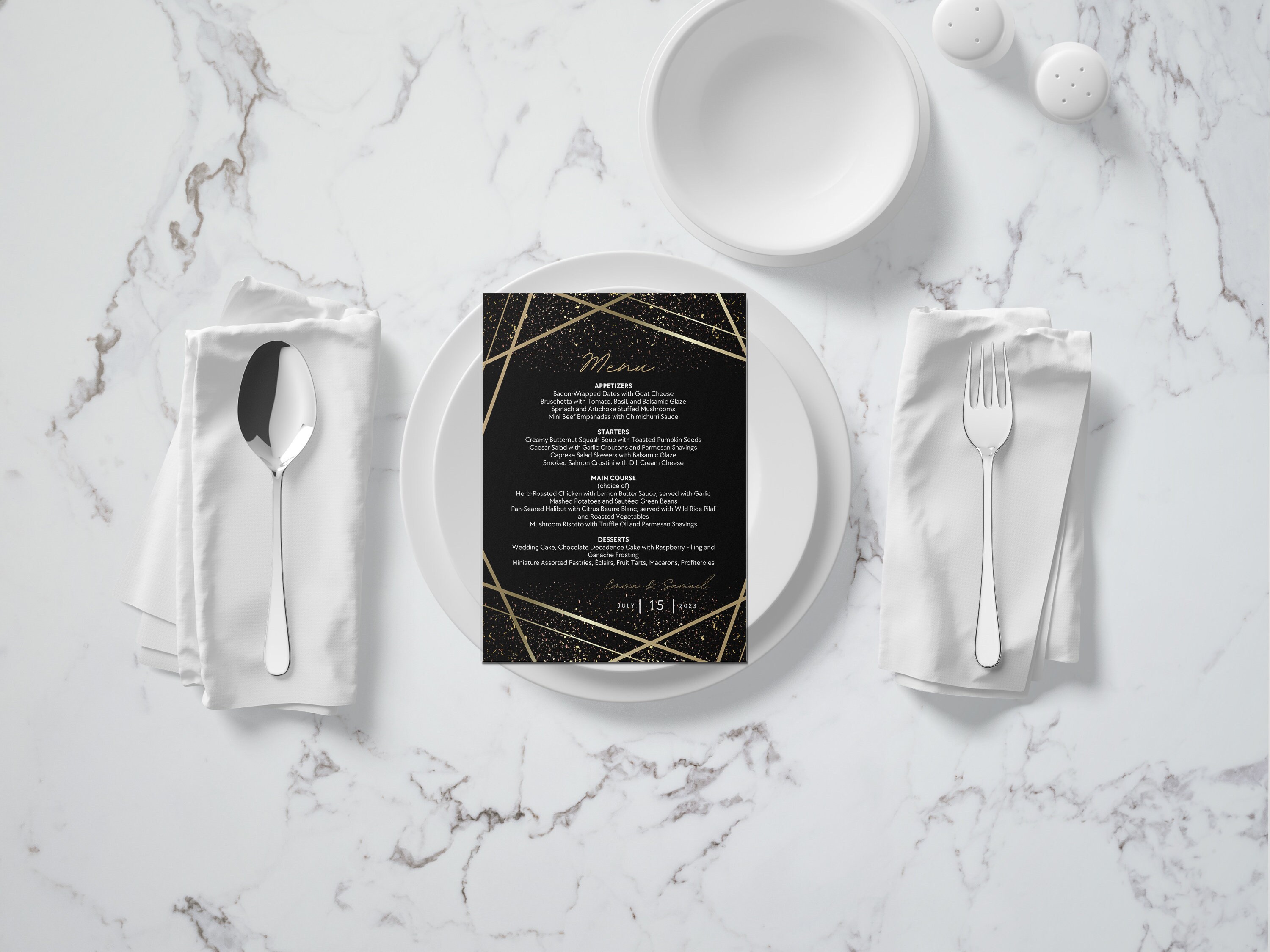 BELLE Printable Wedding Table Menu Card Template Black and - Etsy