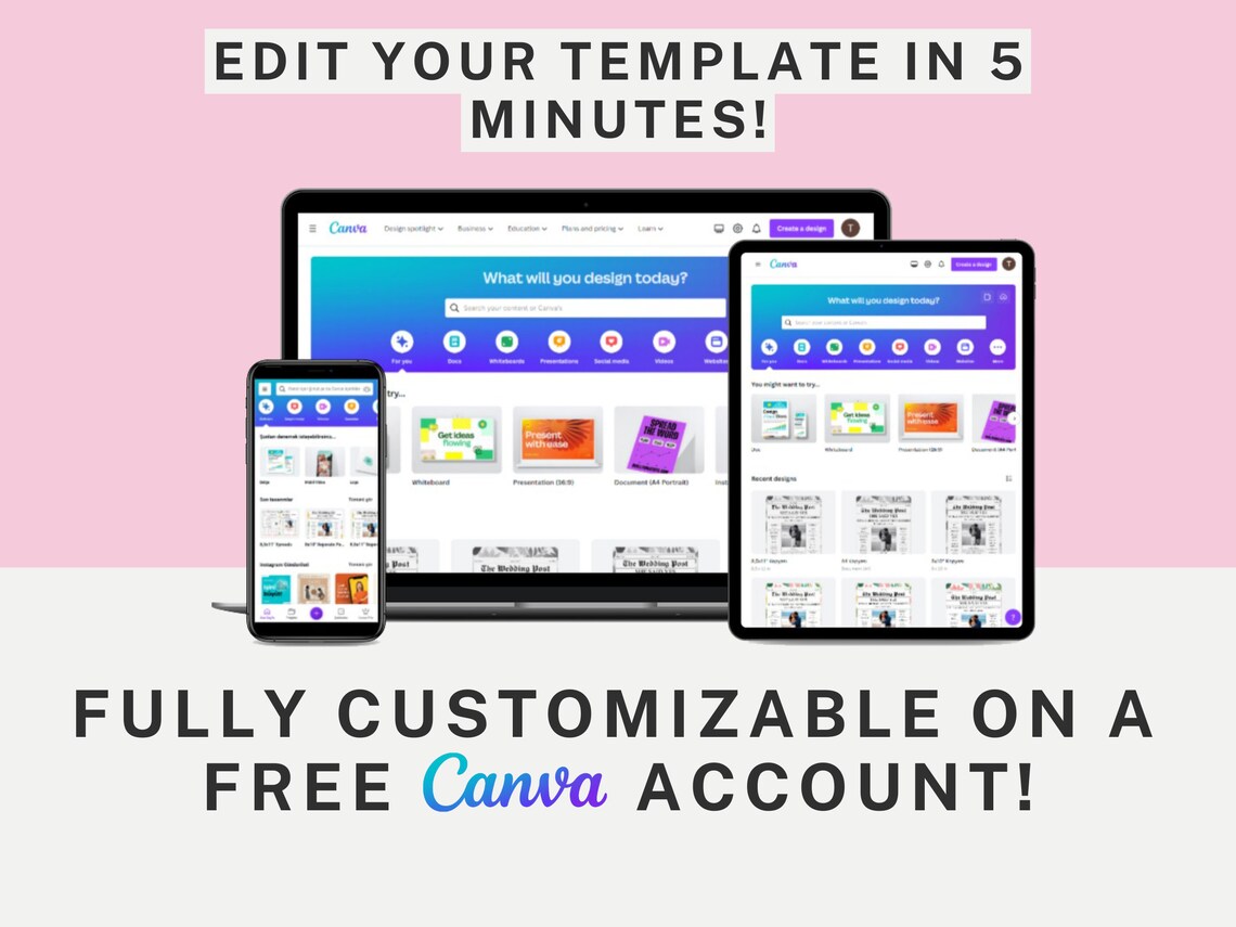 MIRA Printable Custom Sign Template, Pink Flowers and Gold Hexagons ...