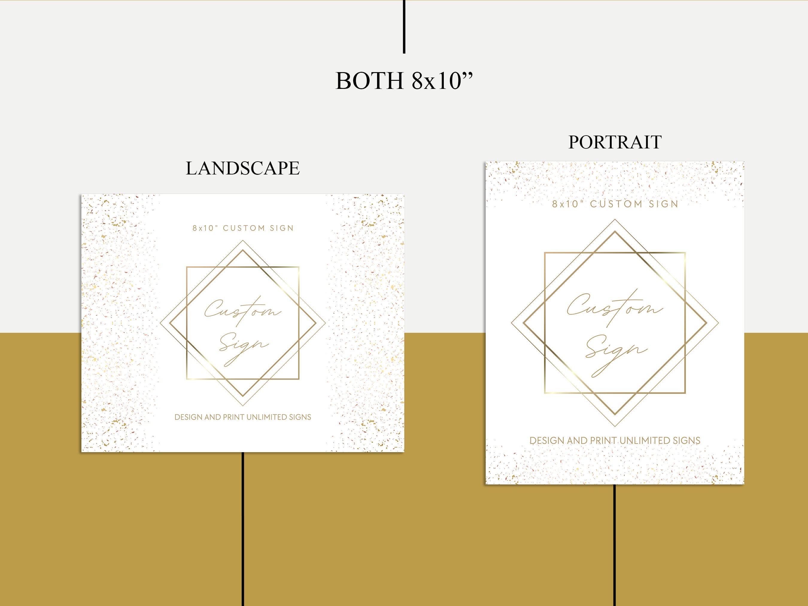 FREYA Printable Custom Sign Template White and Gold - Etsy