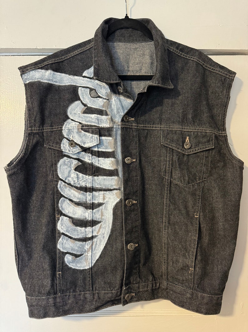 Hand Painted Rib Cage Skeleton Vest Size XL - Etsy
