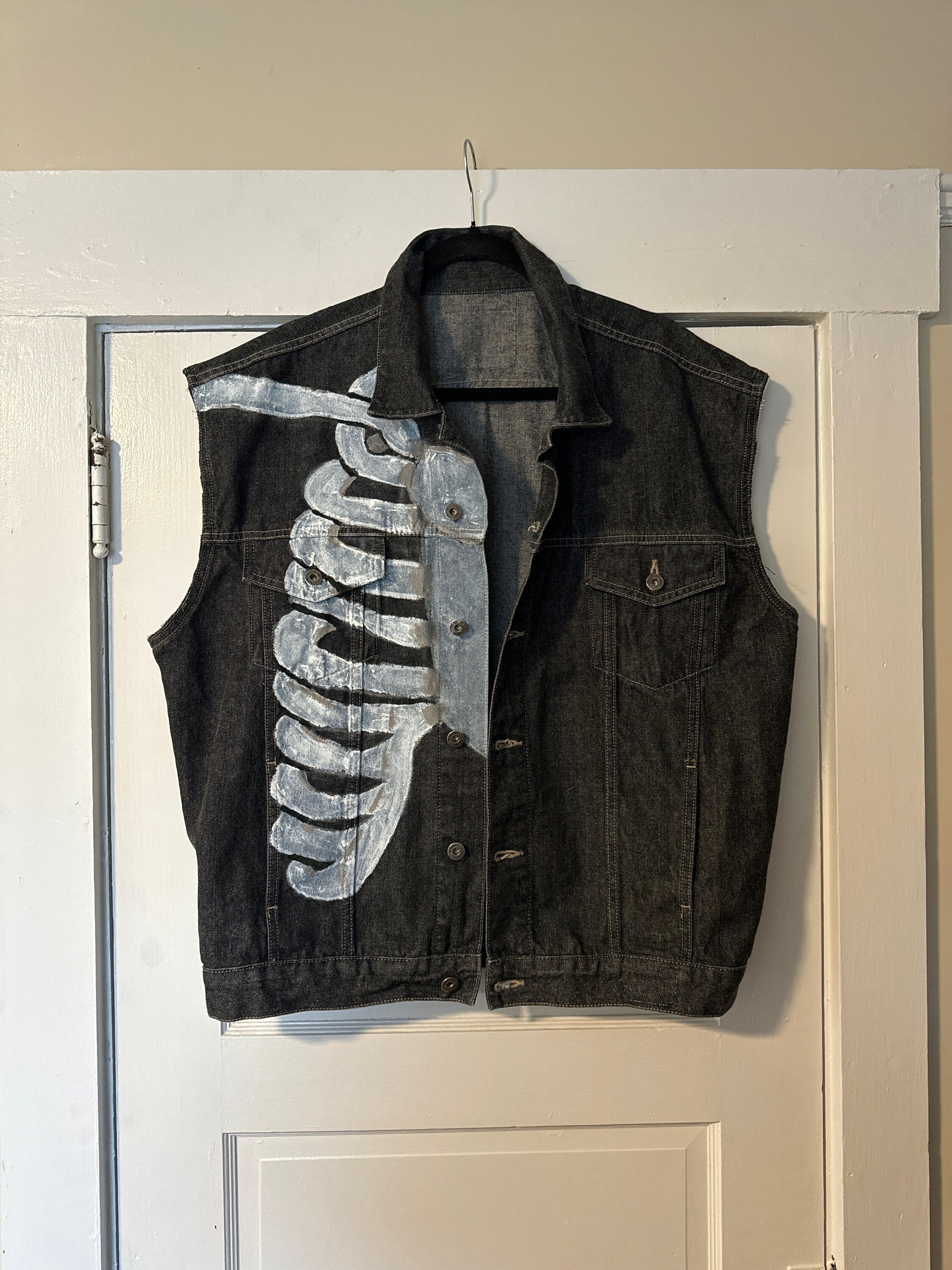 Hand Painted Rib Cage Skeleton Vest Size XL - Etsy