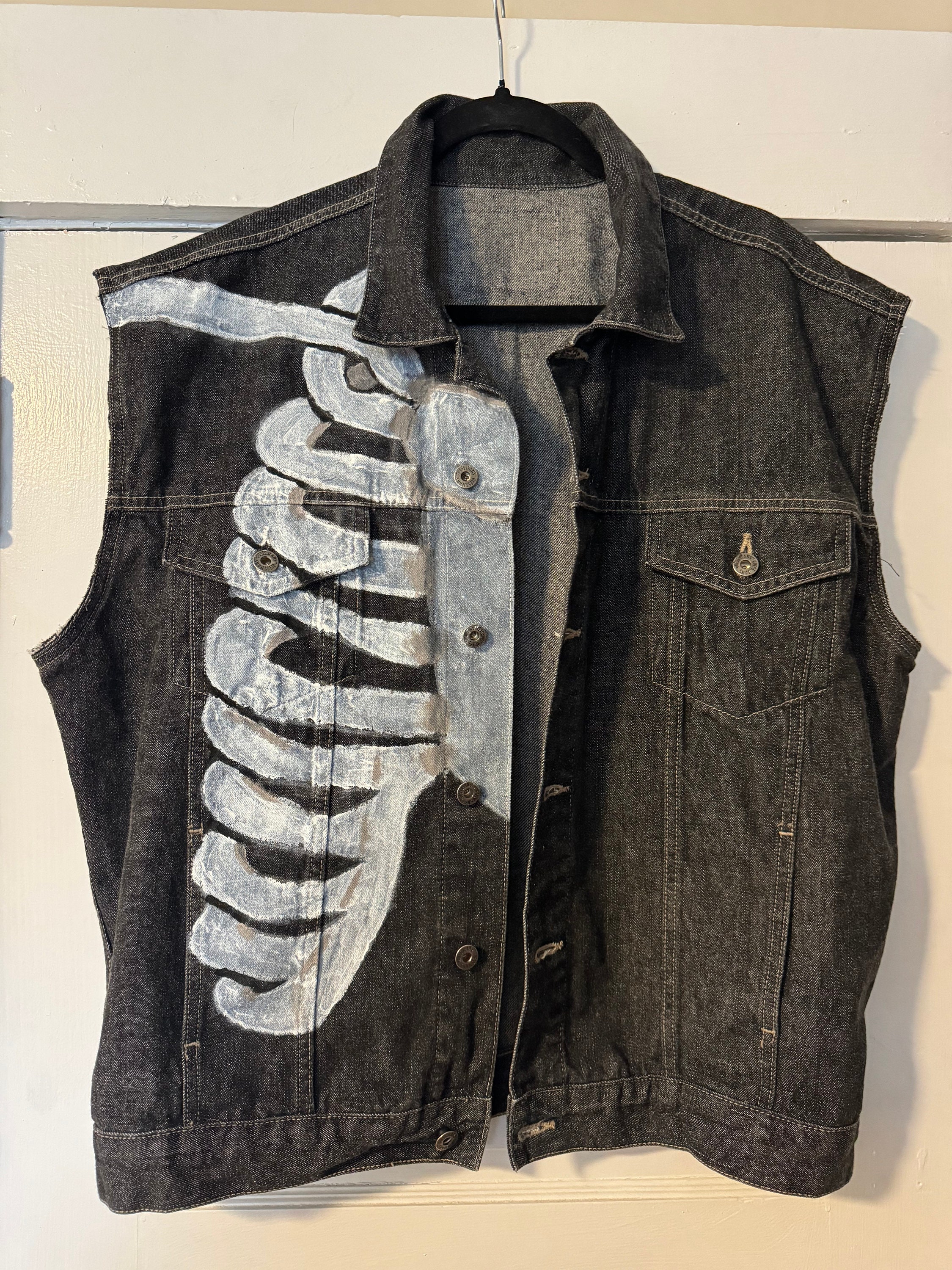 Hand Painted Rib Cage Skeleton Vest Size XL - Etsy