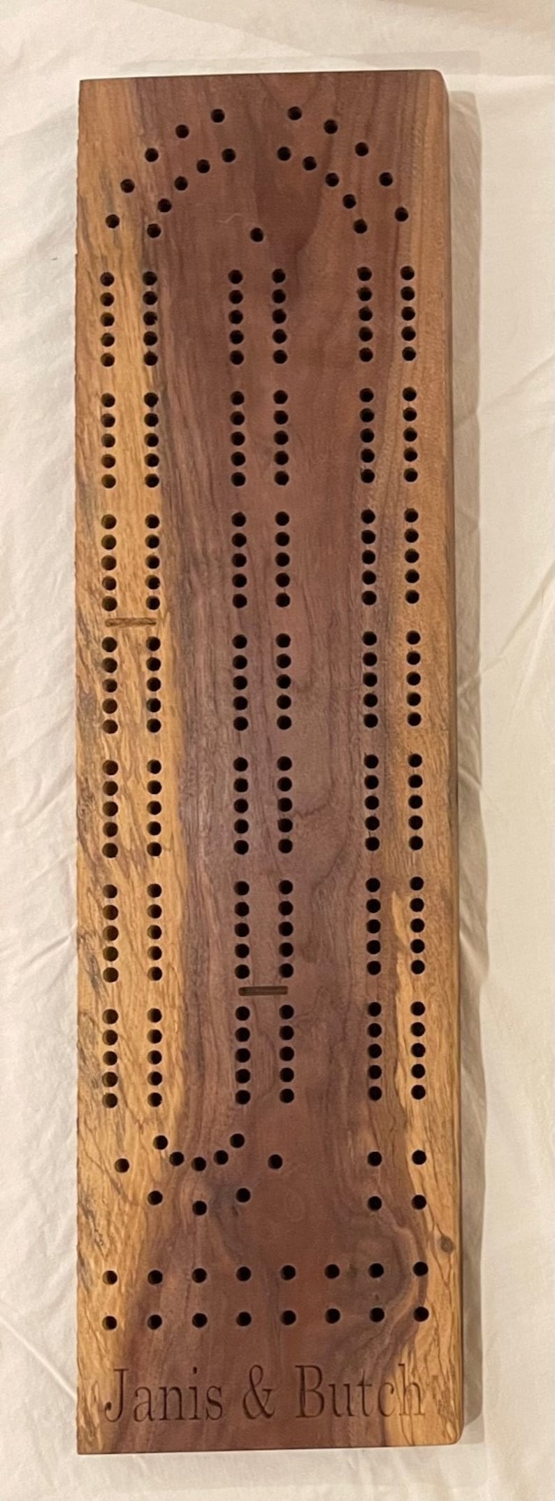 Large Custom Walnut Cribbage Board. Engraved With Name. Finished With ...