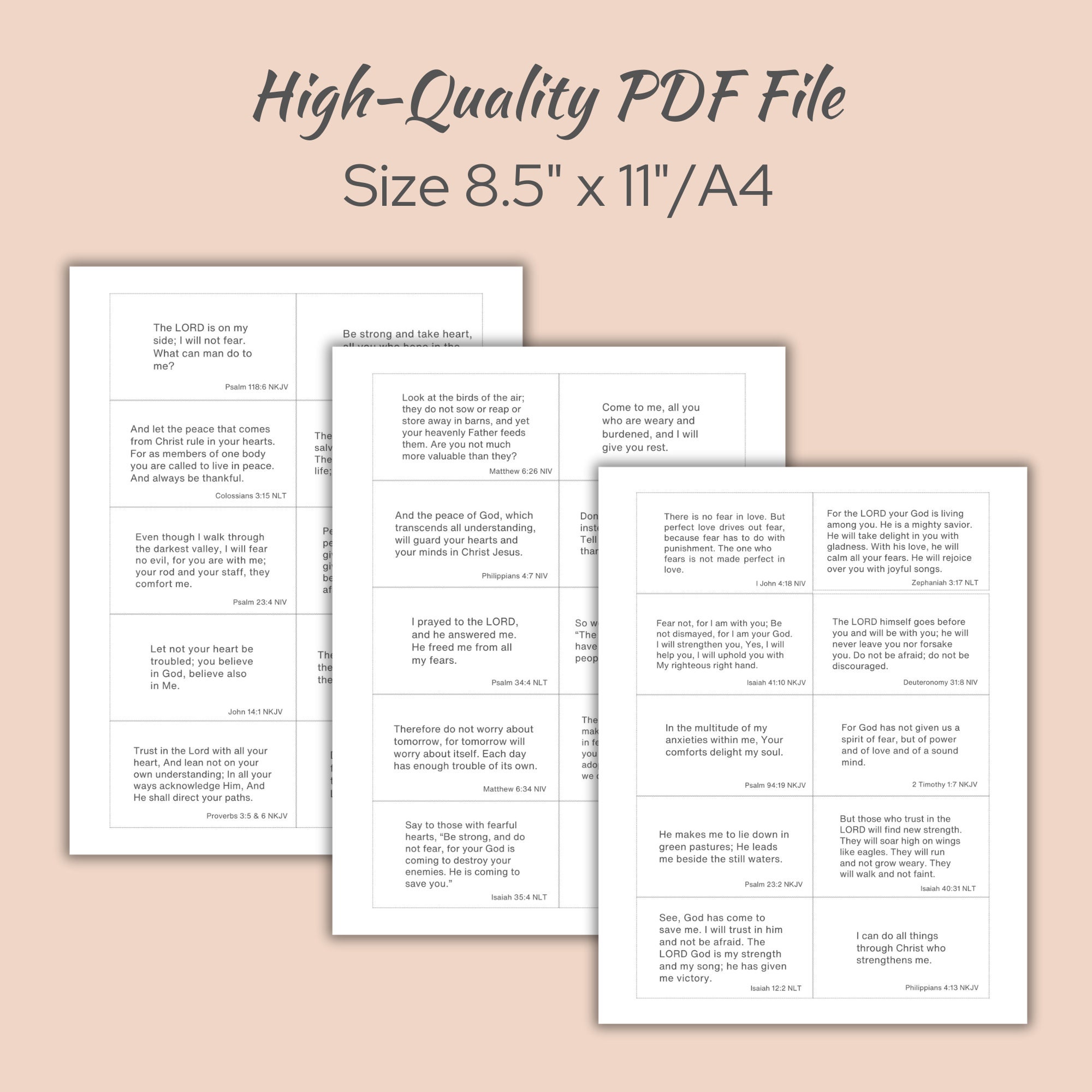 30 Anxiety Relief Printable Scripture Cards Minimalist Bible Verse ...