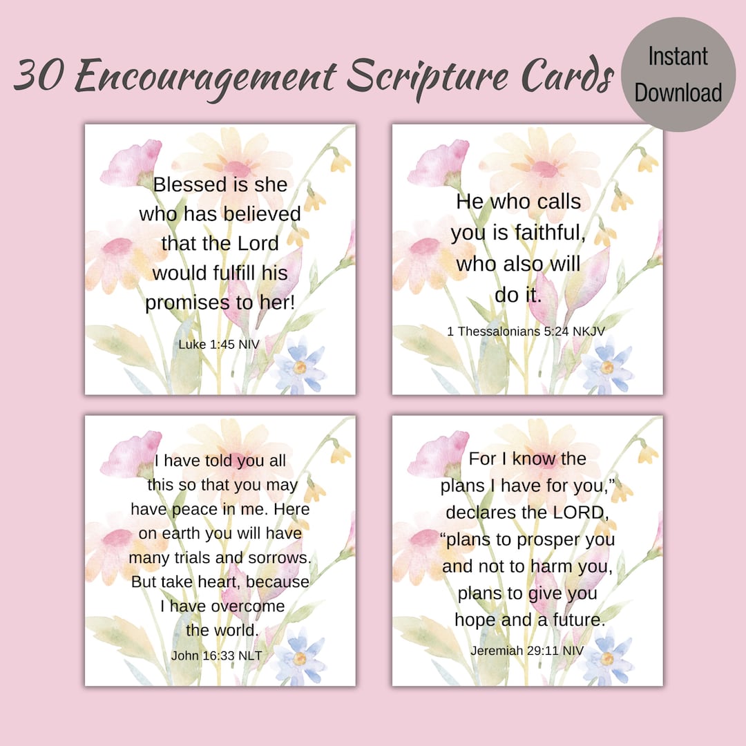 30 Printable Scripture Cards for Encouragement | Inspirational Bible ...