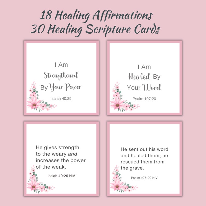 Printable Healing Scripture Cards| Healing Bible Verse Cards| Prayer ...