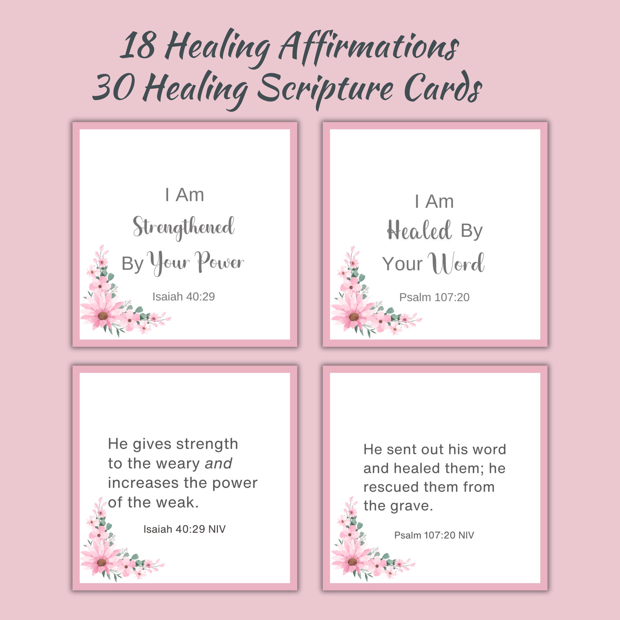 Printable Healing Scripture Cards| Healing Bible Verse Cards| Prayer ...