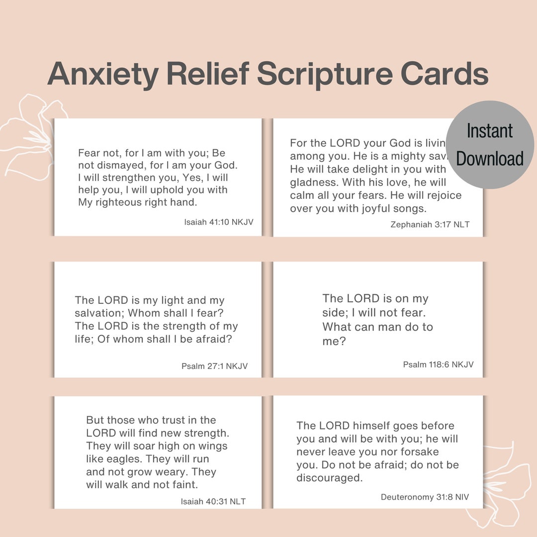 30 Anxiety Relief Printable Scripture Cards| Minimalist Bible Verse ...