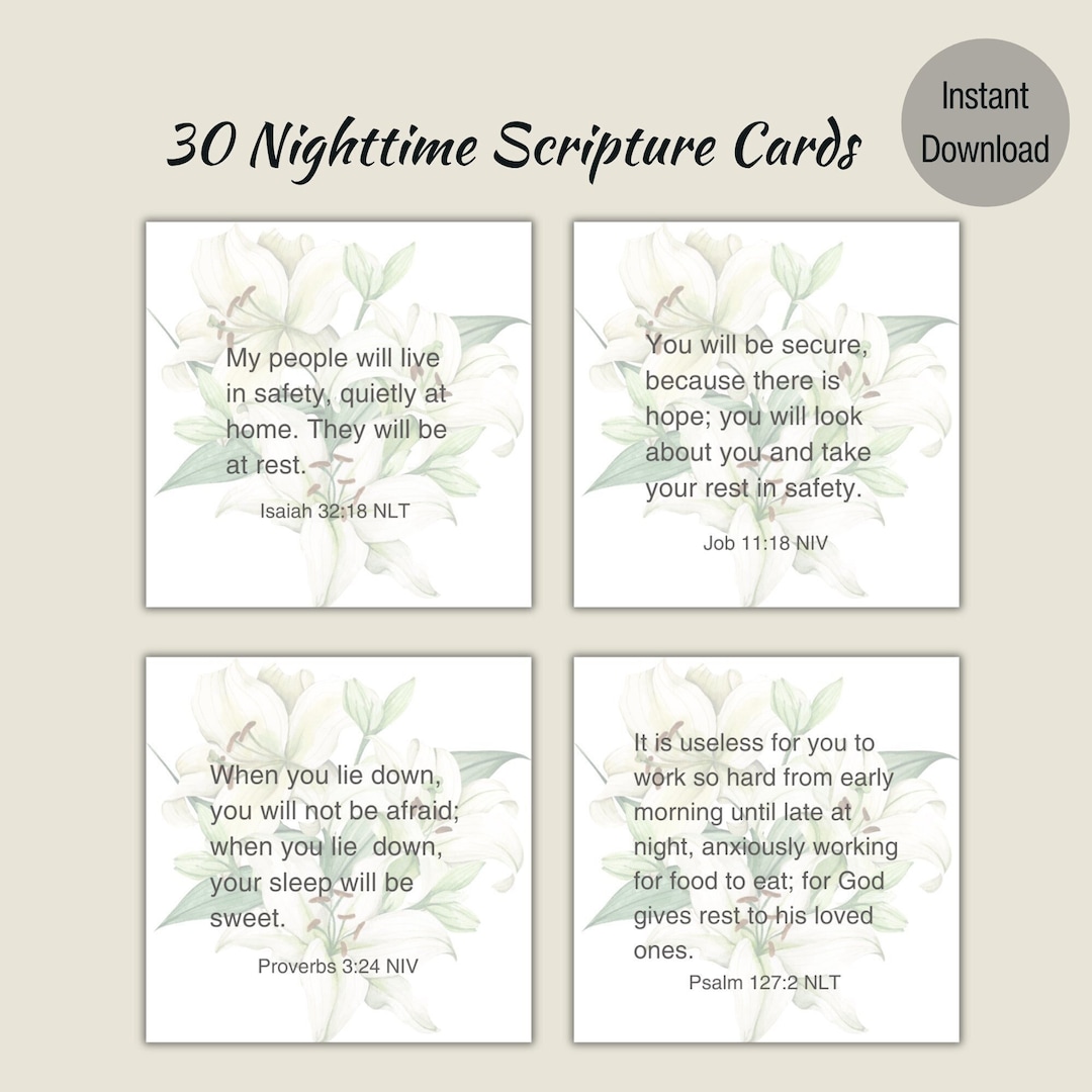 30 Printable Nighttime Bible Verse Cards Bedtime Scripture Cards Before ...
