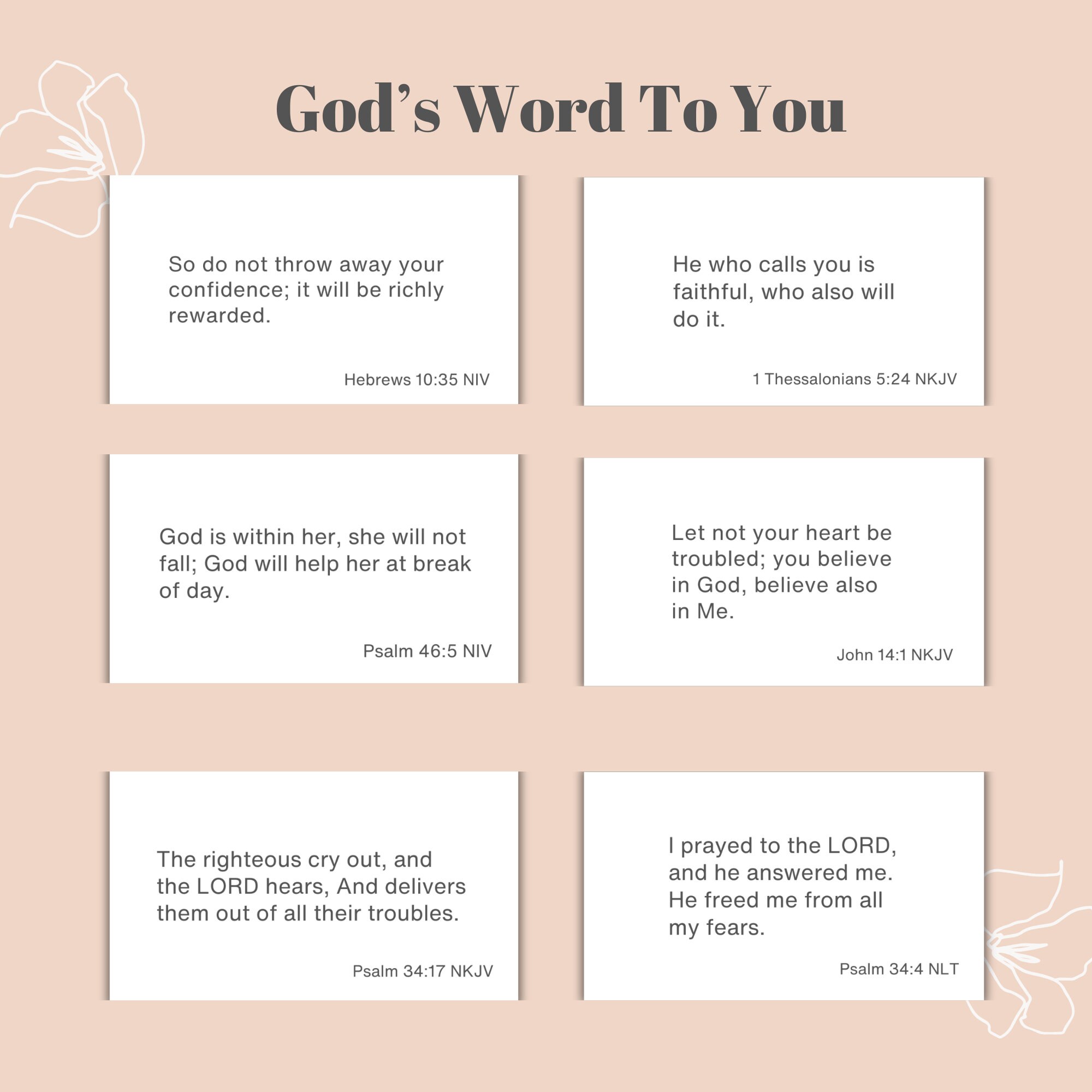 30 Anxiety Relief Printable Scripture Cards Minimalist Bible Verse ...