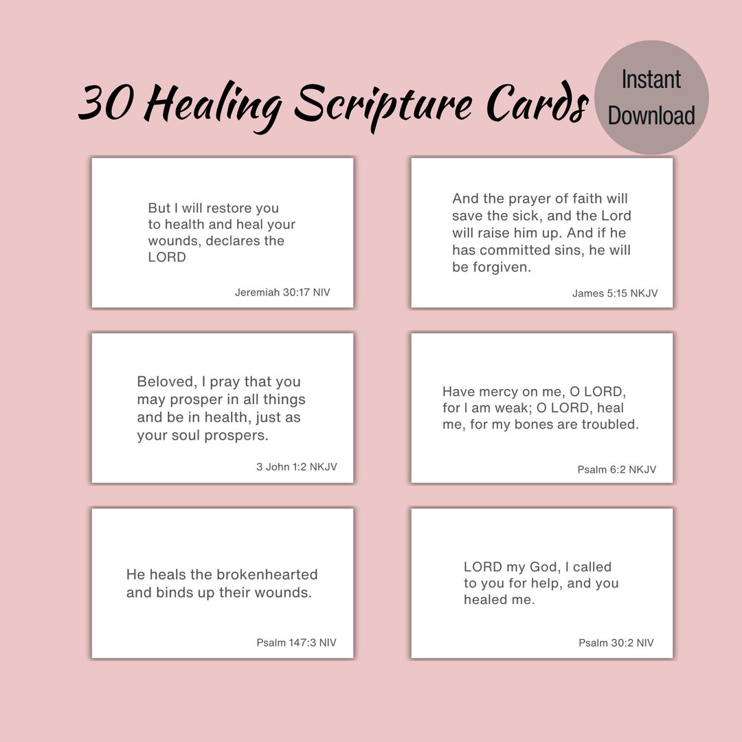 30 Healing Scripture Cards Minimalist Healing Scripture Cards Printable ...