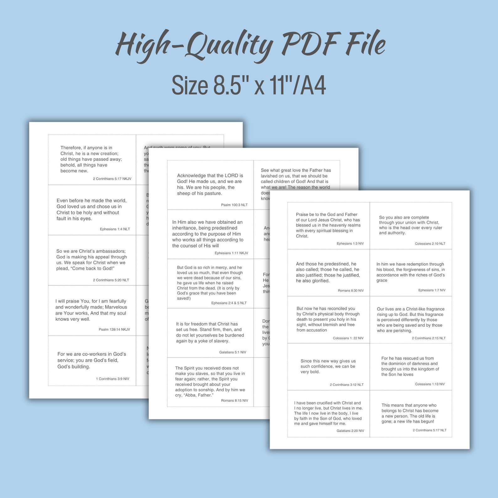 30 Printable Identity in Christ Scripture Cards |bible Verse Cards | Self Esteem| Identity ...