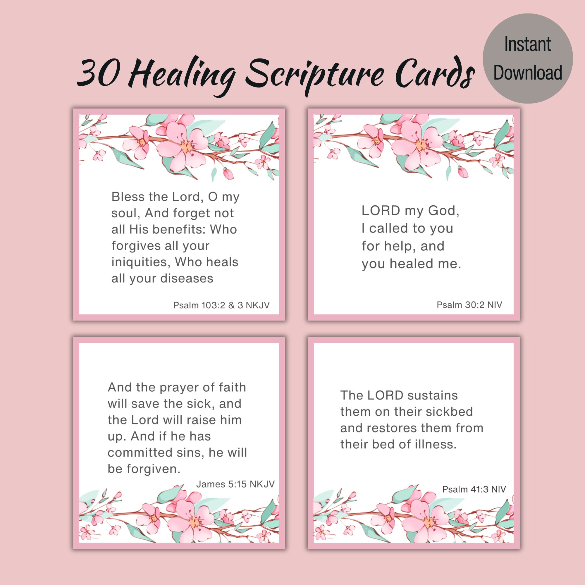 30 Healing Bible Scripture Cards Printable Bible Verse on Healing ...