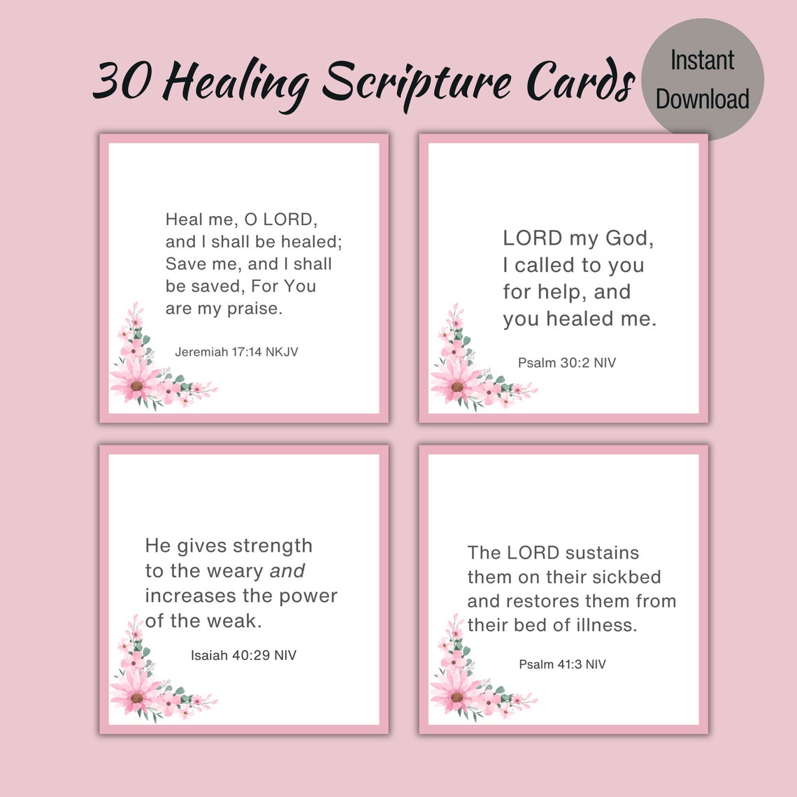30 Healing Scripture Cards| Printable Scripture Cards | Healing Bible ...