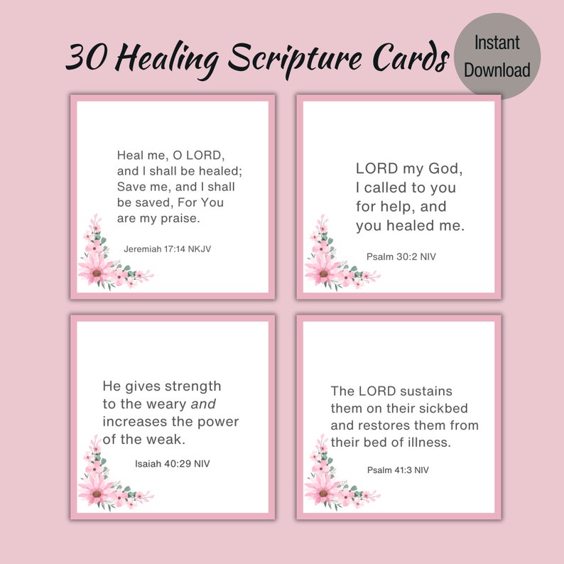 30 Healing Scripture Cards| Printable Scripture Cards | Healing Bible ...